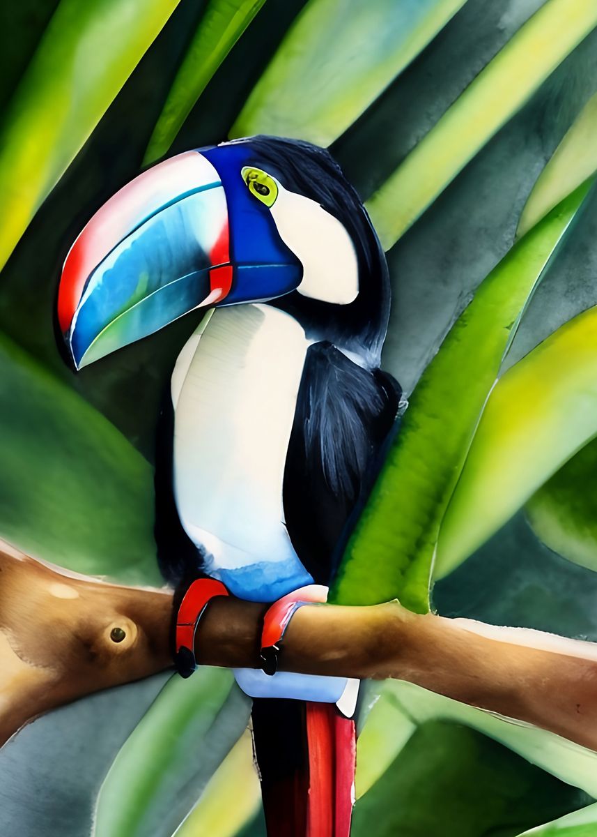 'A colorful toco toucan' Poster, picture, metal print, paint by Sloka ...
