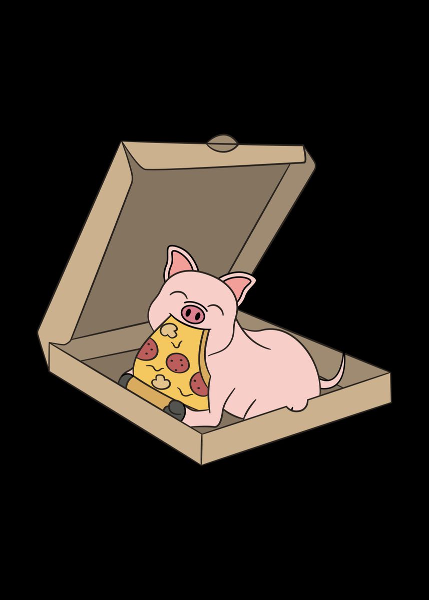 'Mini Pig Pizza ' Poster, picture, metal print, paint by PetPrints ...