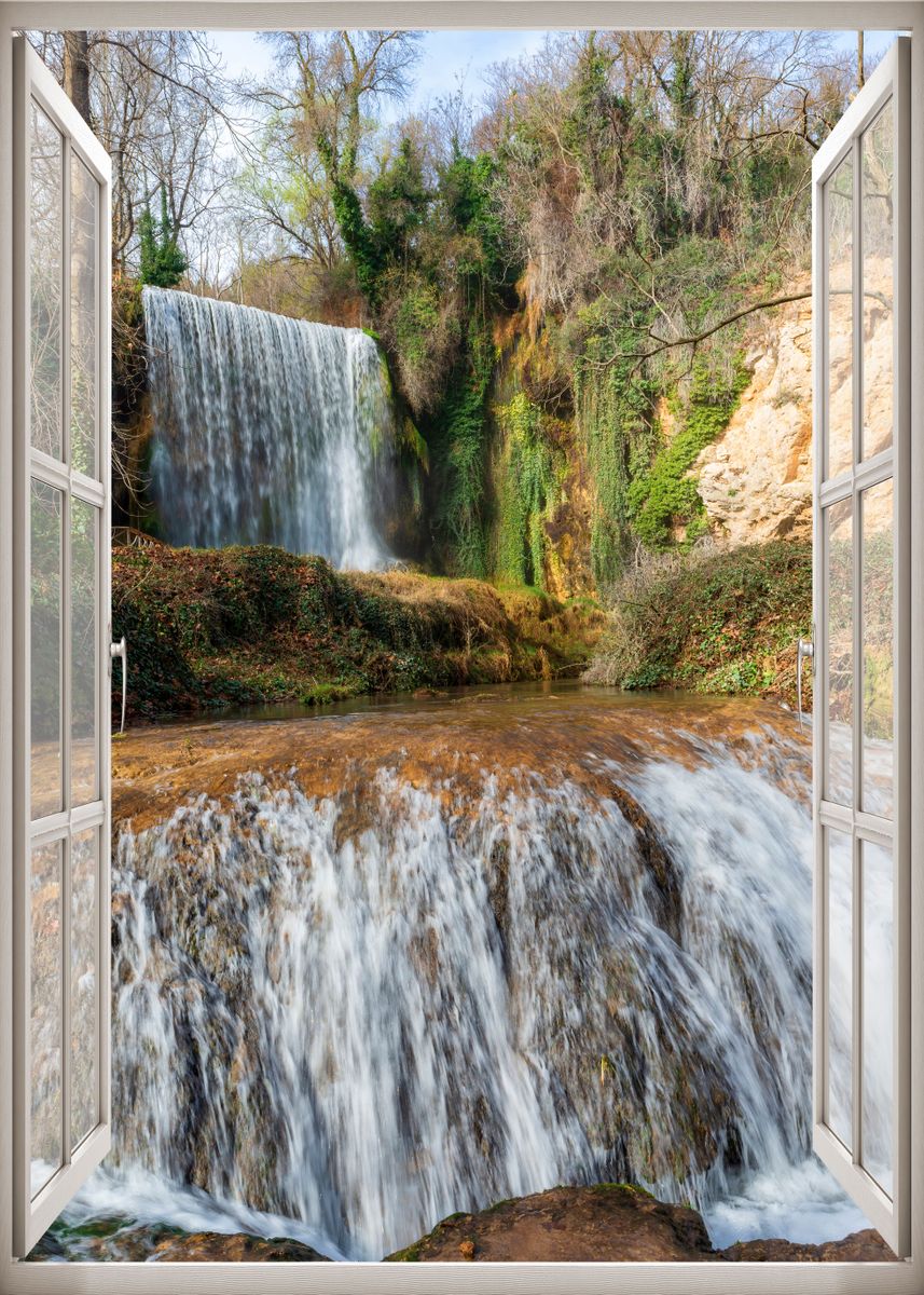 'Window view waterfall' Poster, picture, metal print, paint by Vicen ...
