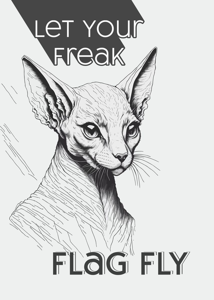 'Freaky Sphynx Cat Sketch' Poster by Jovana | Displate