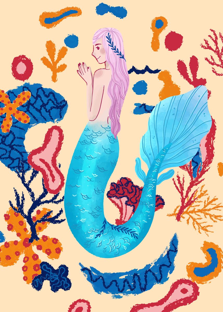 'Abstract Mermaid' Poster, picture, metal print, paint by EDM Project ...