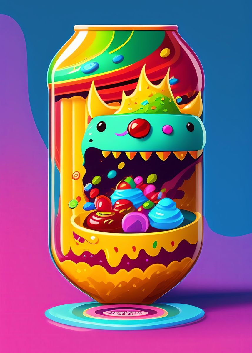 'Candy Monster' Poster, picture, metal print, paint by NAMA | Displate