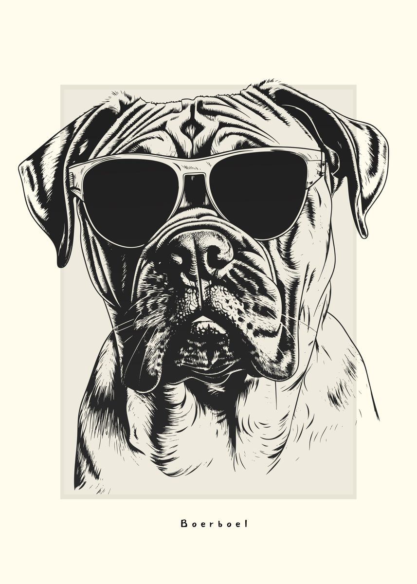 'Boerboel Illustration' Poster, picture, metal print, paint by Rafael ...