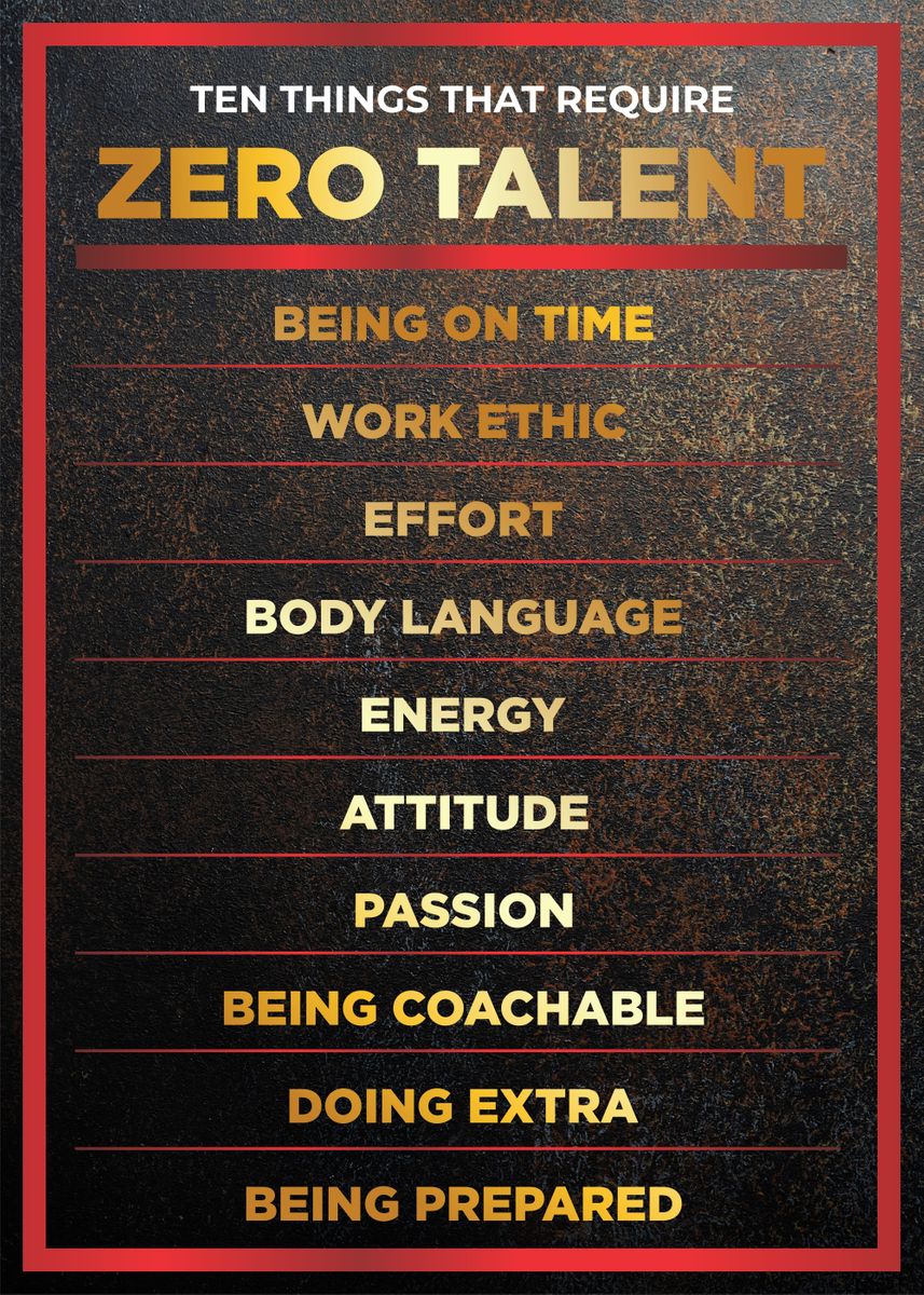 'zero talent' Poster, picture, metal print, paint by Greatest of all ...
