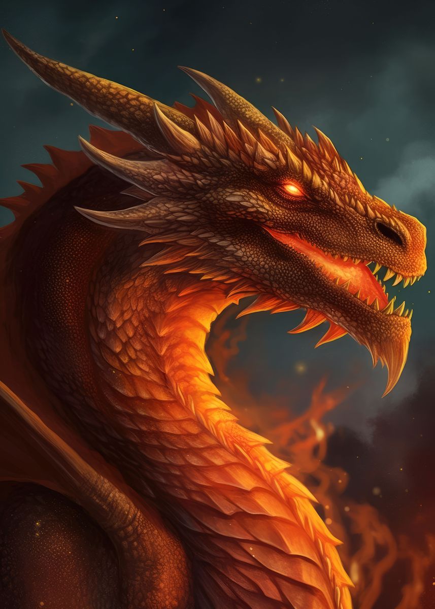 'Fire Dragons Portrait' Poster by Ambient Impressions | Displate