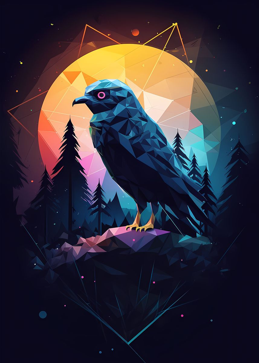 'Geometric Falcon Polygon' Poster, picture, metal print, paint by Jay ...