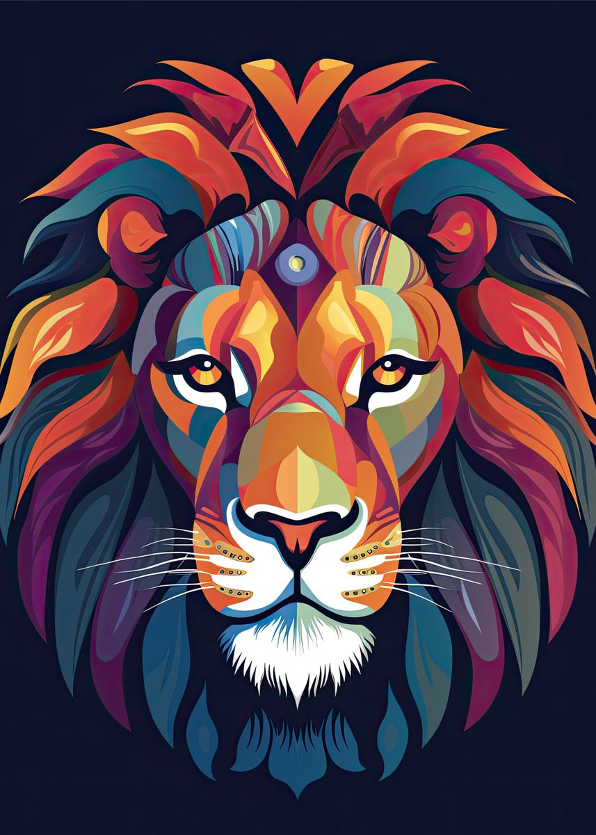 'Vector Lion' Poster, picture, metal print, paint by Wolf Design ...