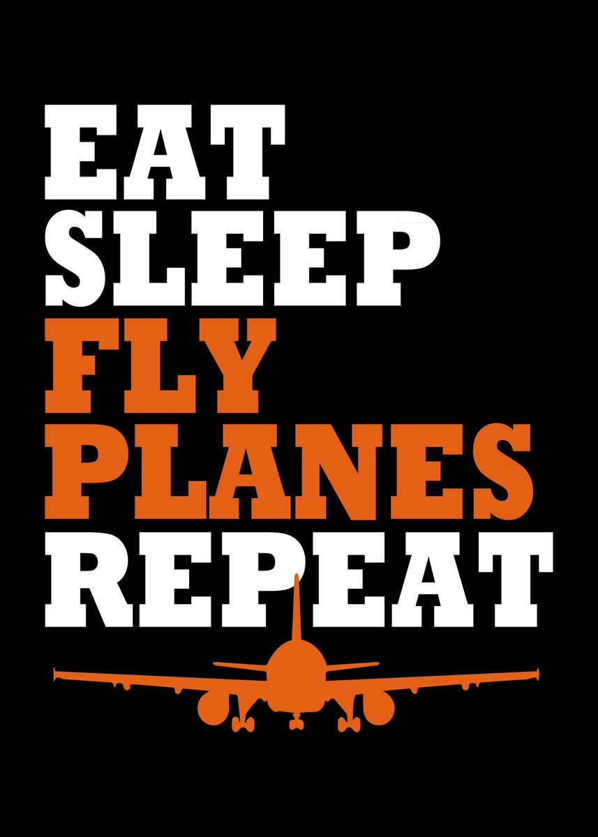 'Eat Sleep Fly Plane' Poster, picture, metal print, paint by FunnyGifts ...
