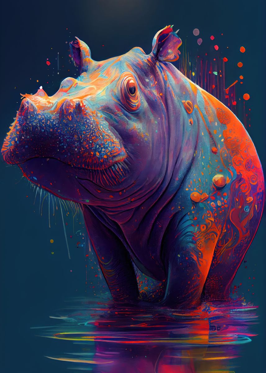'The Cozy Hippo' Poster by Digital Punishment | Displate