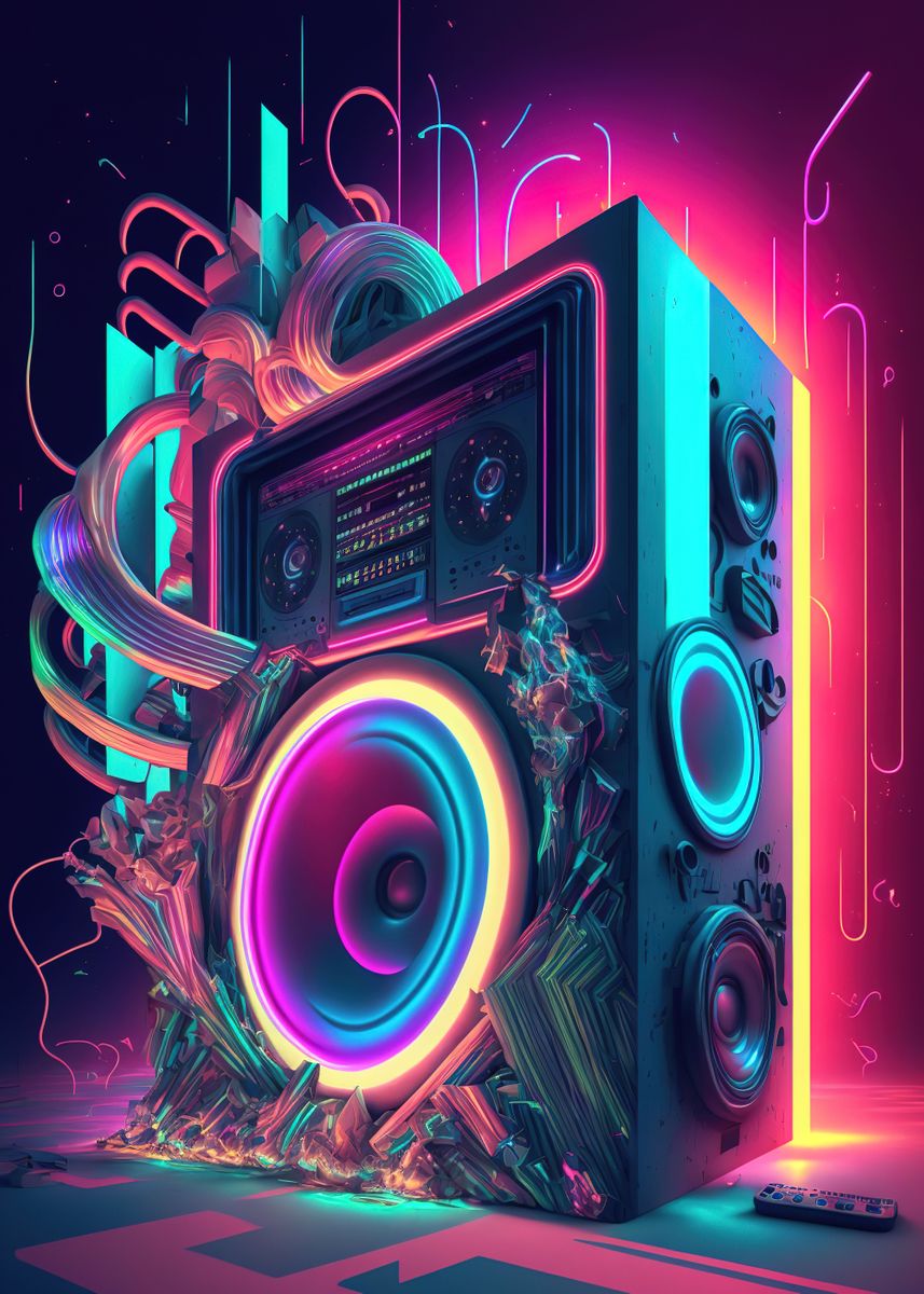 'Live Music Neon ' Poster, picture, metal print, paint by DEMON SPACE ...