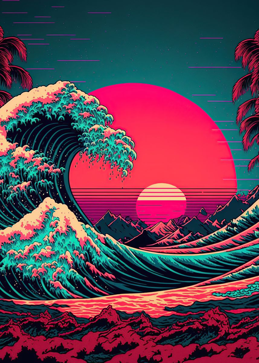 'Ocean Wave Japan' Poster, picture, metal print, paint by Yannis Denton ...