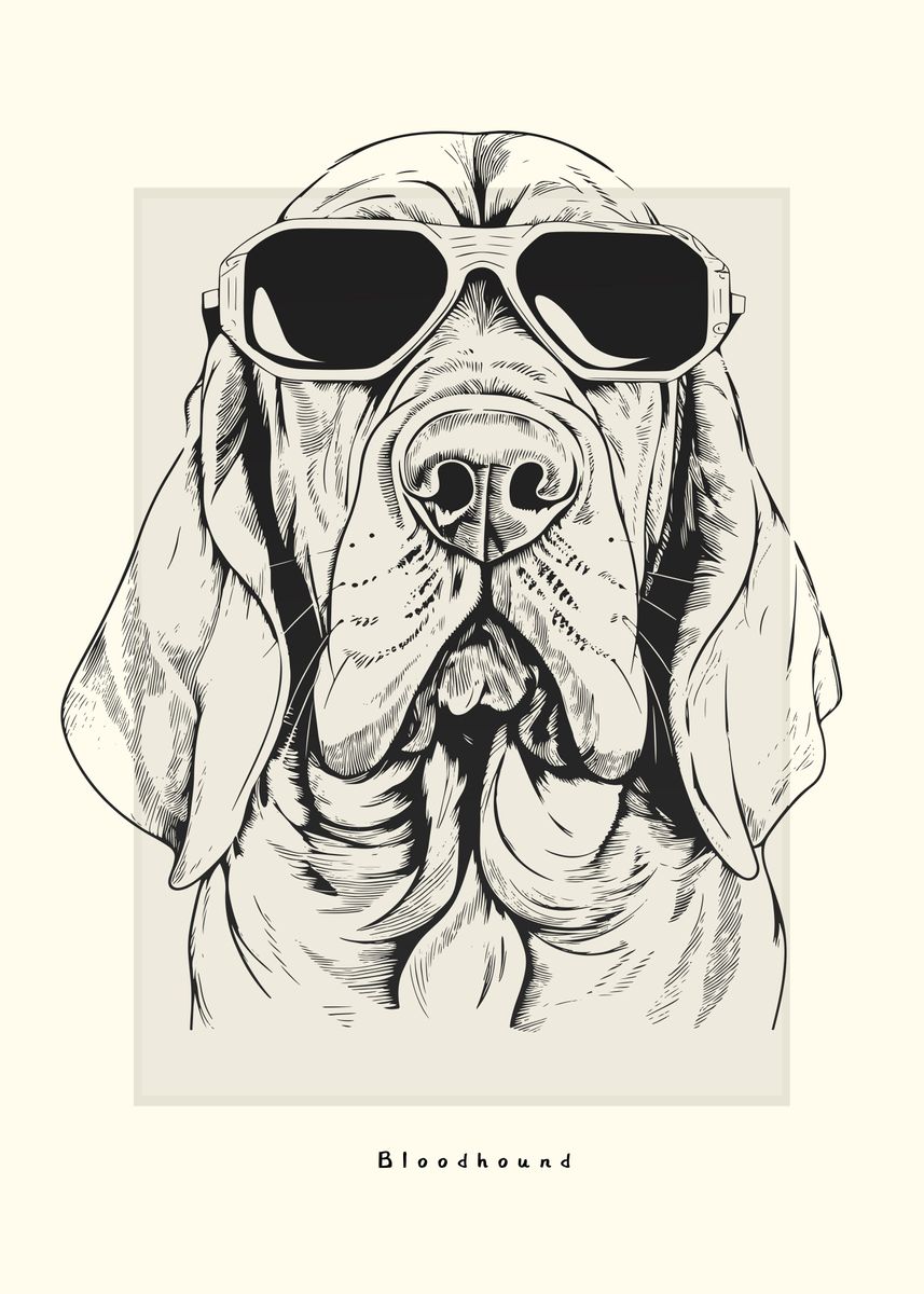 'Bloodhound Illustration' Poster, picture, metal print, paint by Rafael Dxgn | Displate