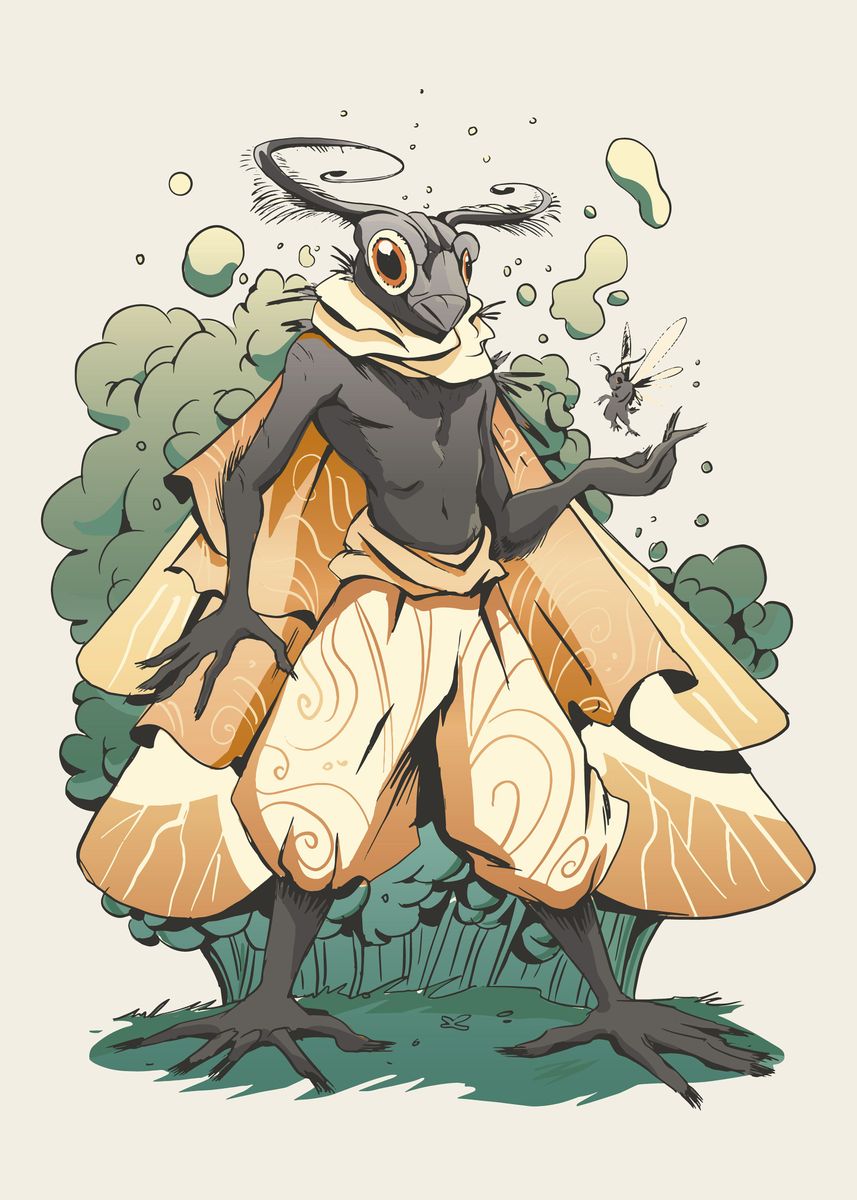 'Man Bug Cottage core' Poster, picture, metal print, paint by Phil ...