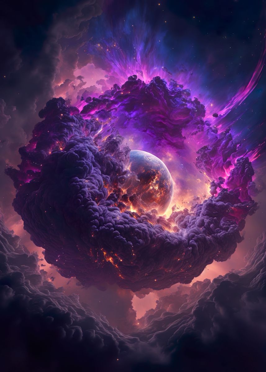 'Purple Nebula' Poster, picture, metal print, paint by ...