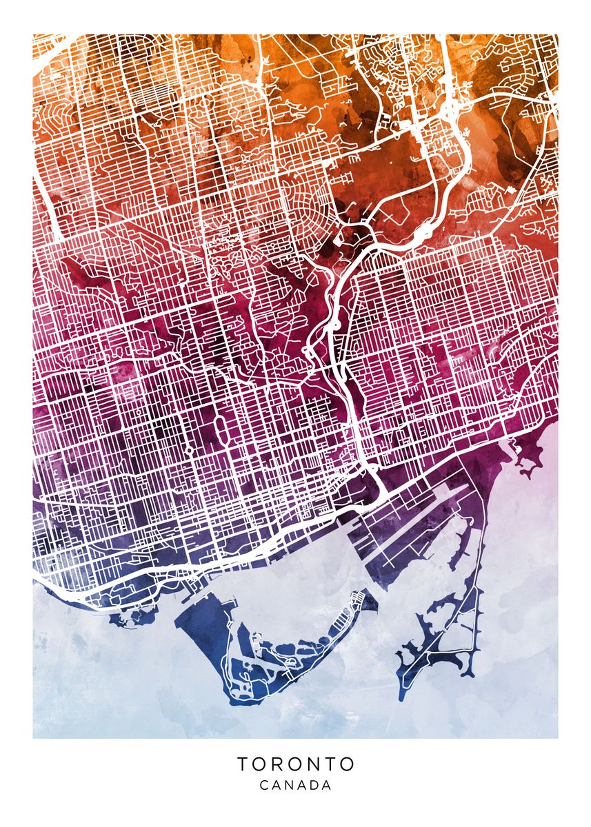 'Toronto Canada Map' Poster, picture, metal print, paint by Michael ...