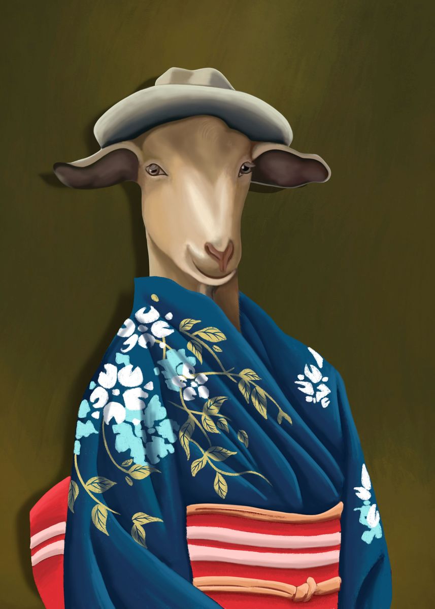'vintage japanese goat' Poster, picture, metal print, paint by masn ...