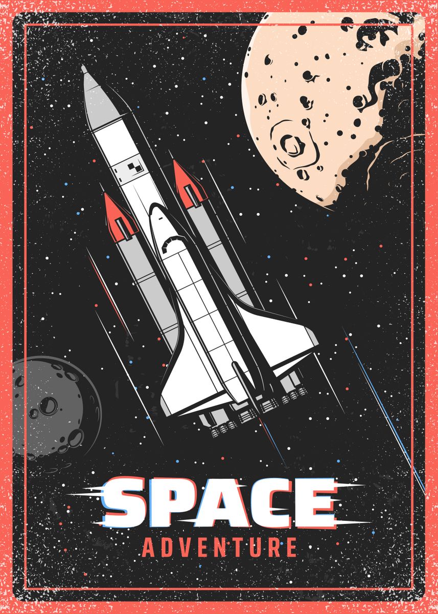 'Vintage retro space' Poster, picture, metal print, paint by Allan ...