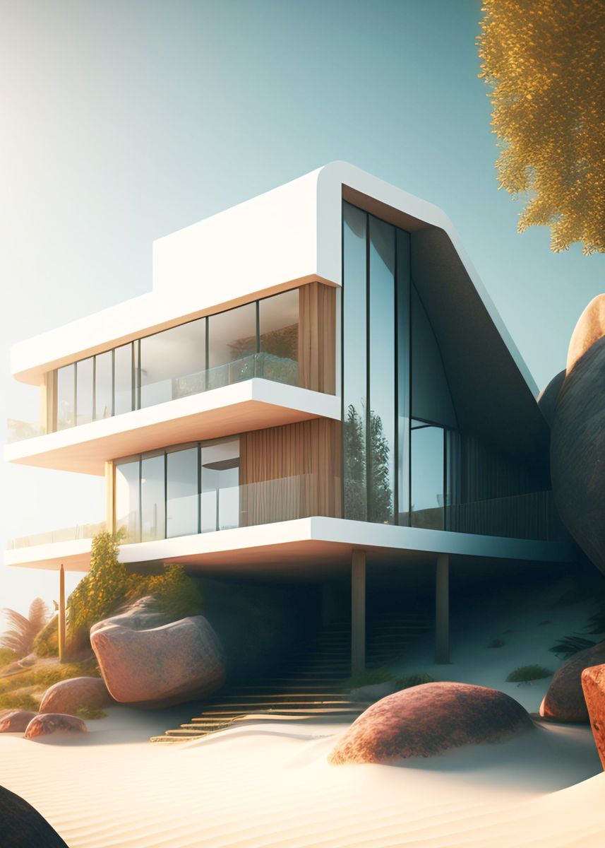 'MINIMALIST HOUSE ' Poster, picture, metal print, paint by LuckStory ...