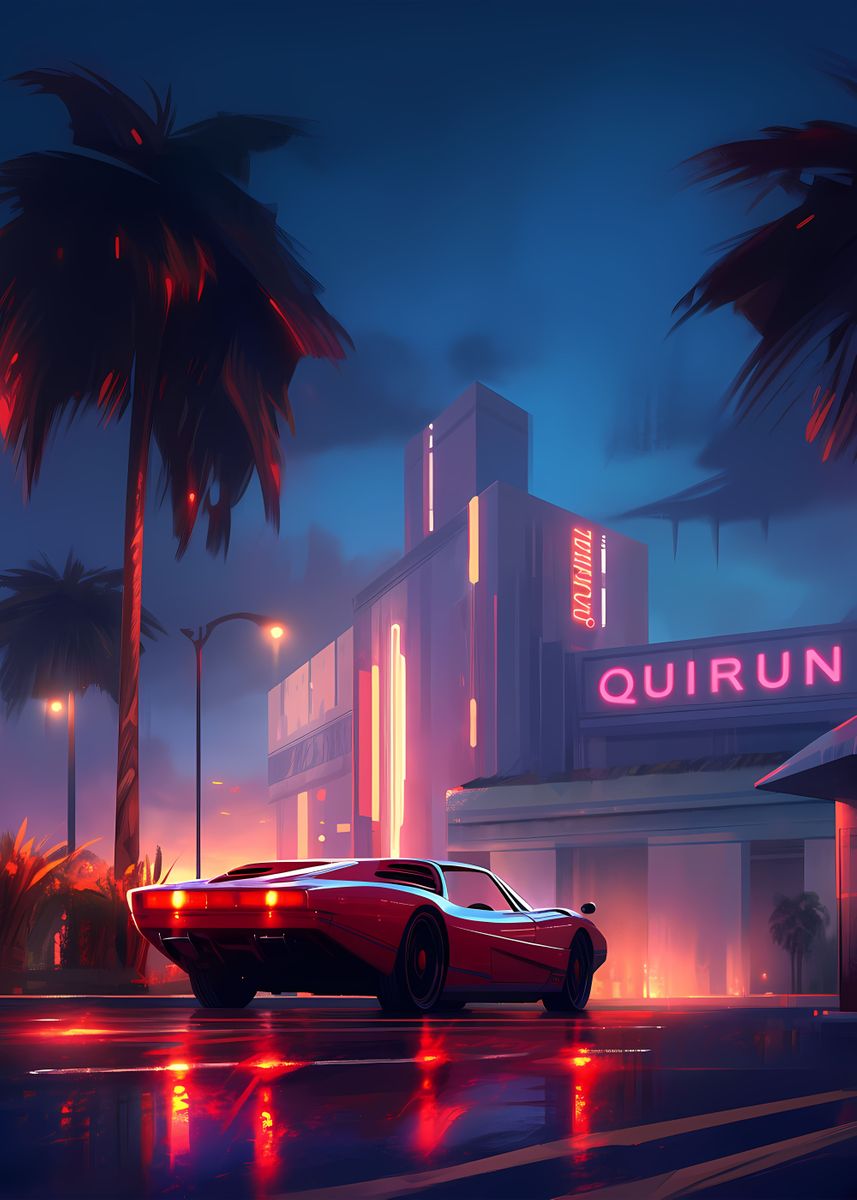 'Retro Car 80s Neon' Poster by Adryan Baba | Displate