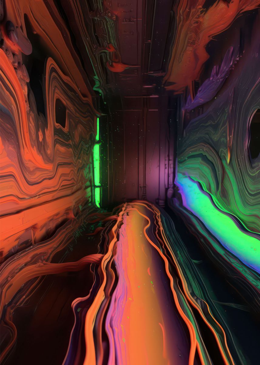 'Cool Neon Scene' Poster, picture, metal print, paint by CyberMutants ...