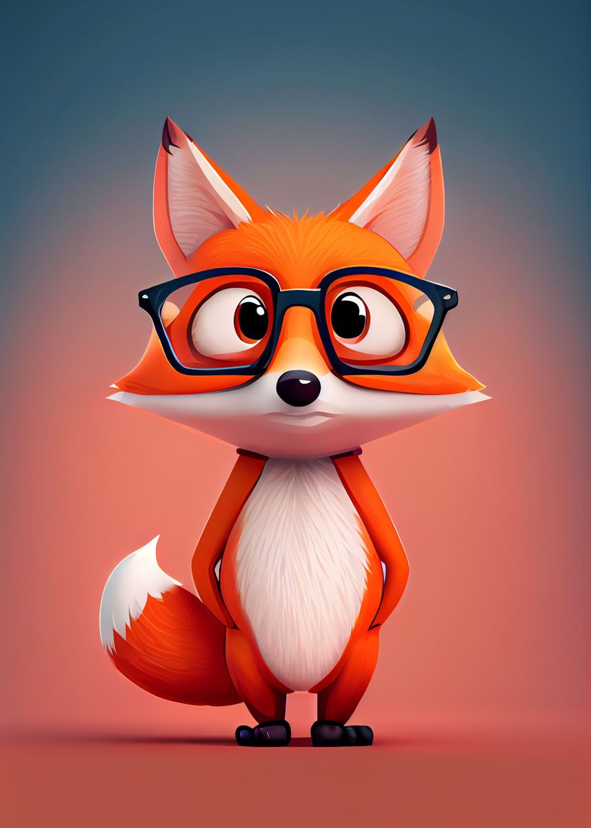 'Cute Fox Animal Cartoon' Poster, picture, metal print, paint by ...
