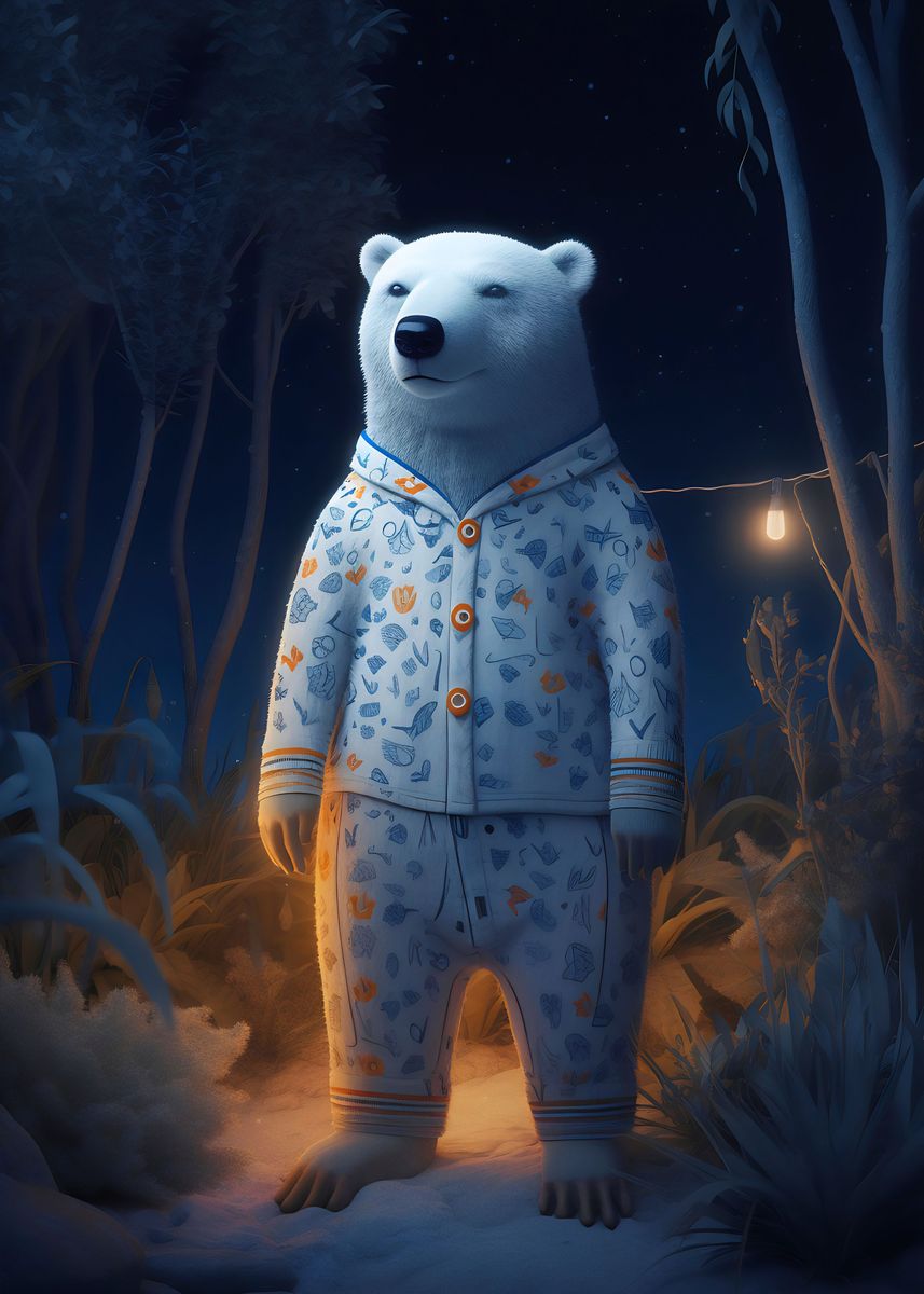 'Polar bear in pyjamas' Poster, picture, metal print, paint by Nathan ...