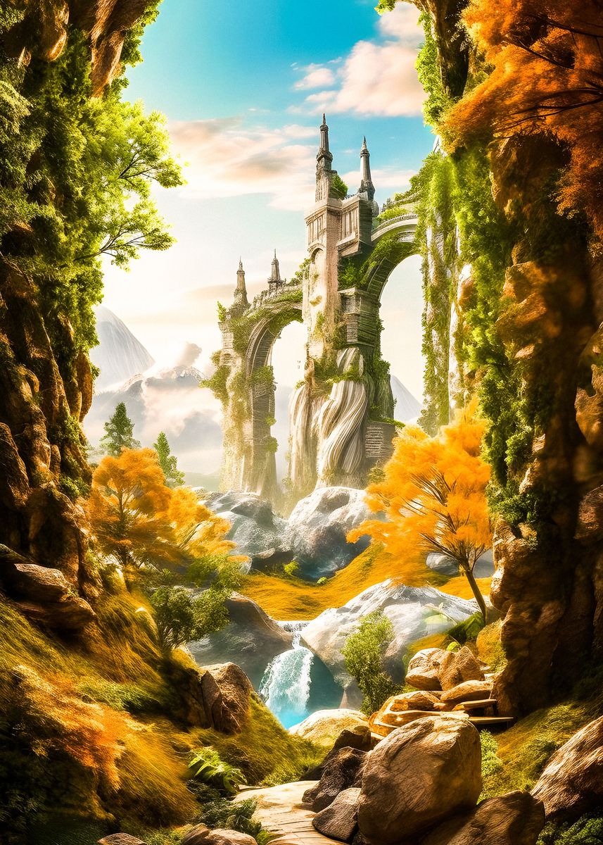 'Epic bridge castle' Poster, picture, metal print, paint by Alan Frijns ...