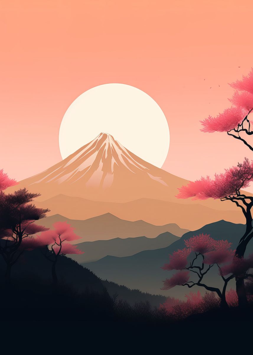 'Japan Landscape Painting' Poster by Creative Ucf | Displate