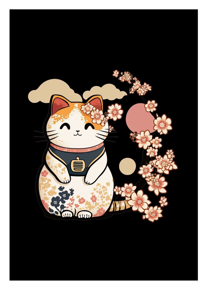 'Japanese Cat Kimono' Poster by Yess | Displate