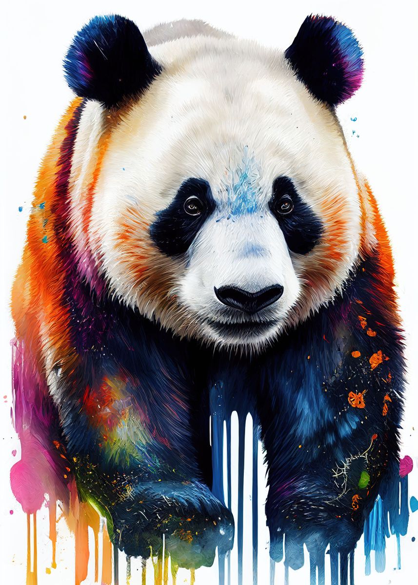 'Colorful Panda Animals' Poster by Whimsical Animals | Displate