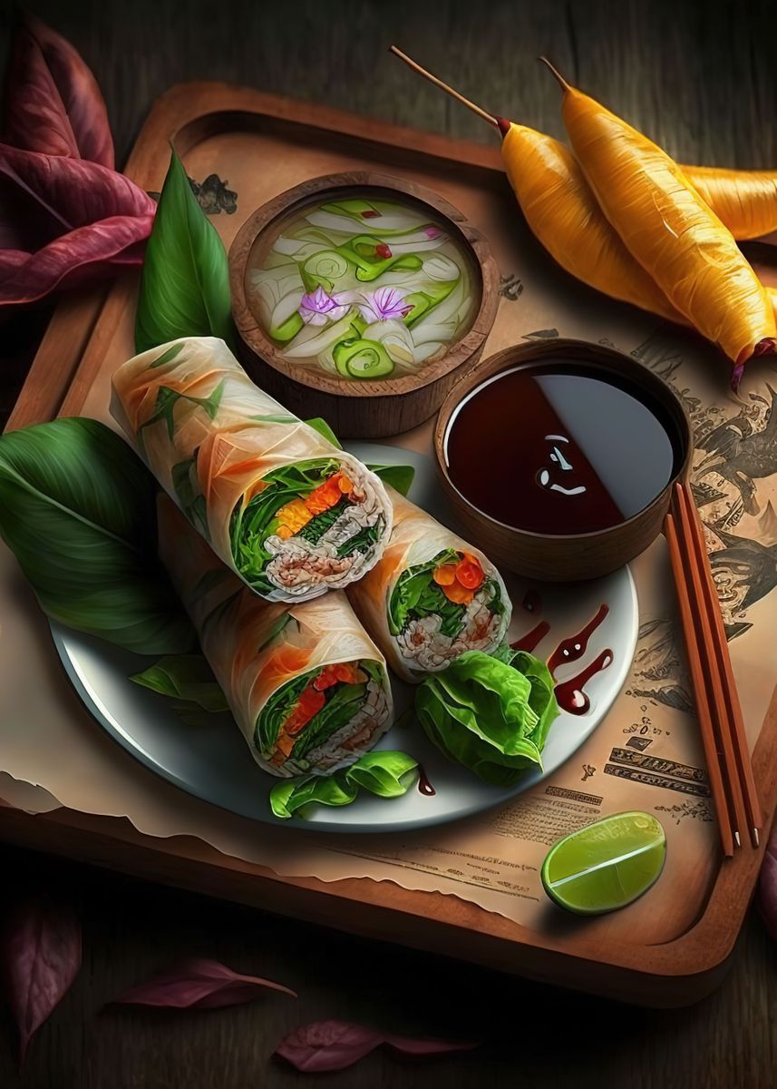 'Spring rolls ' Poster, picture, metal print, paint by MAD SPACE | Displate