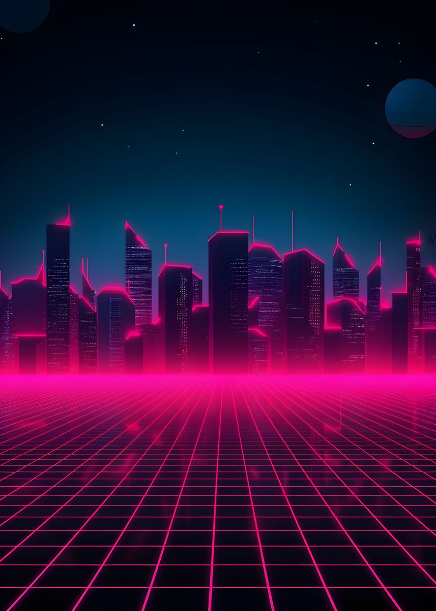 'Neon Nightscape Bliss' Poster, picture, metal print, paint by Future ...