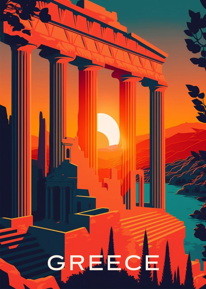 'Greece' Poster, picture, metal print, paint by ioanna xorxoroni | Displate