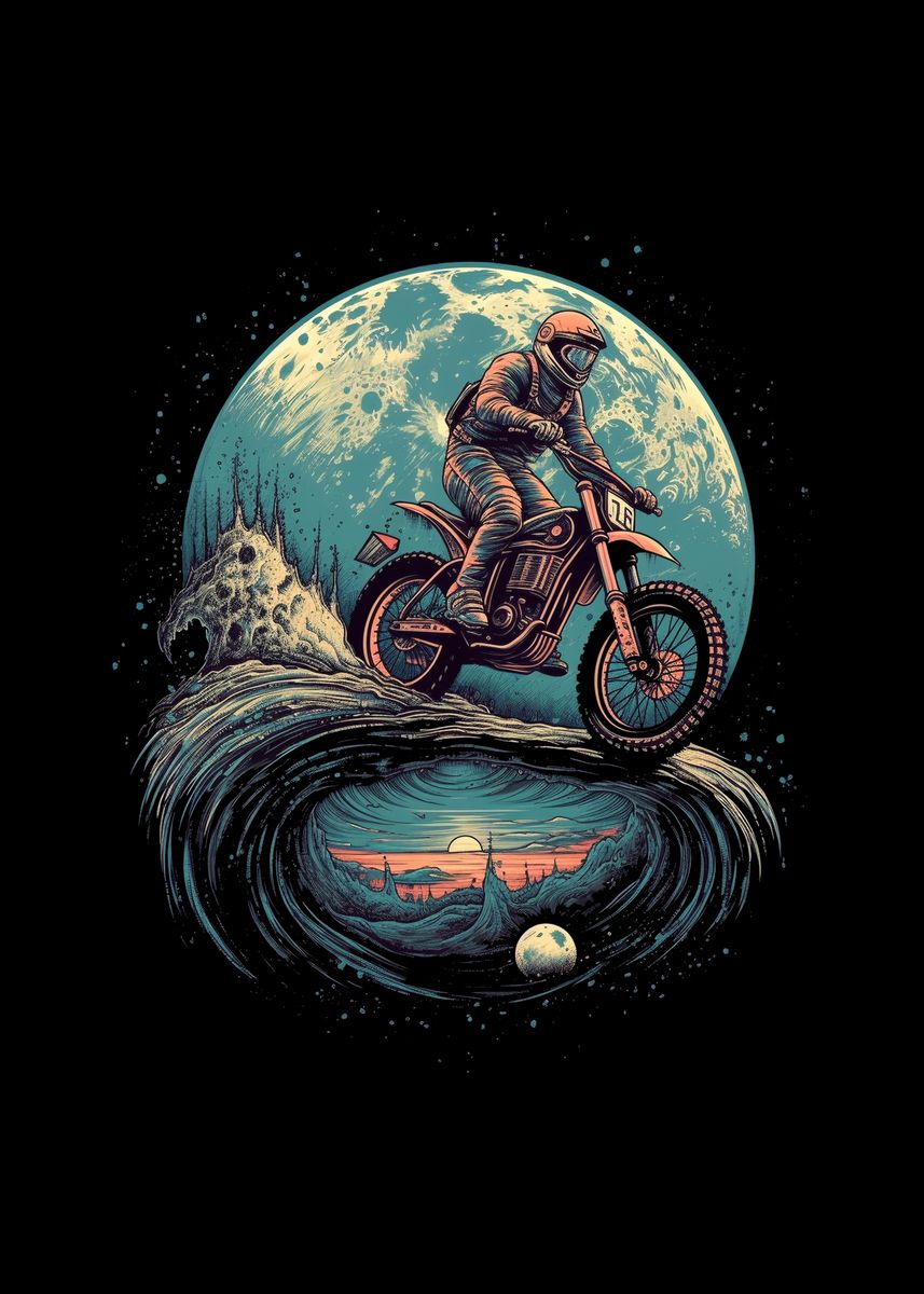 'Dirt Bike Moon Motocross' Poster, picture, metal print, paint by ...