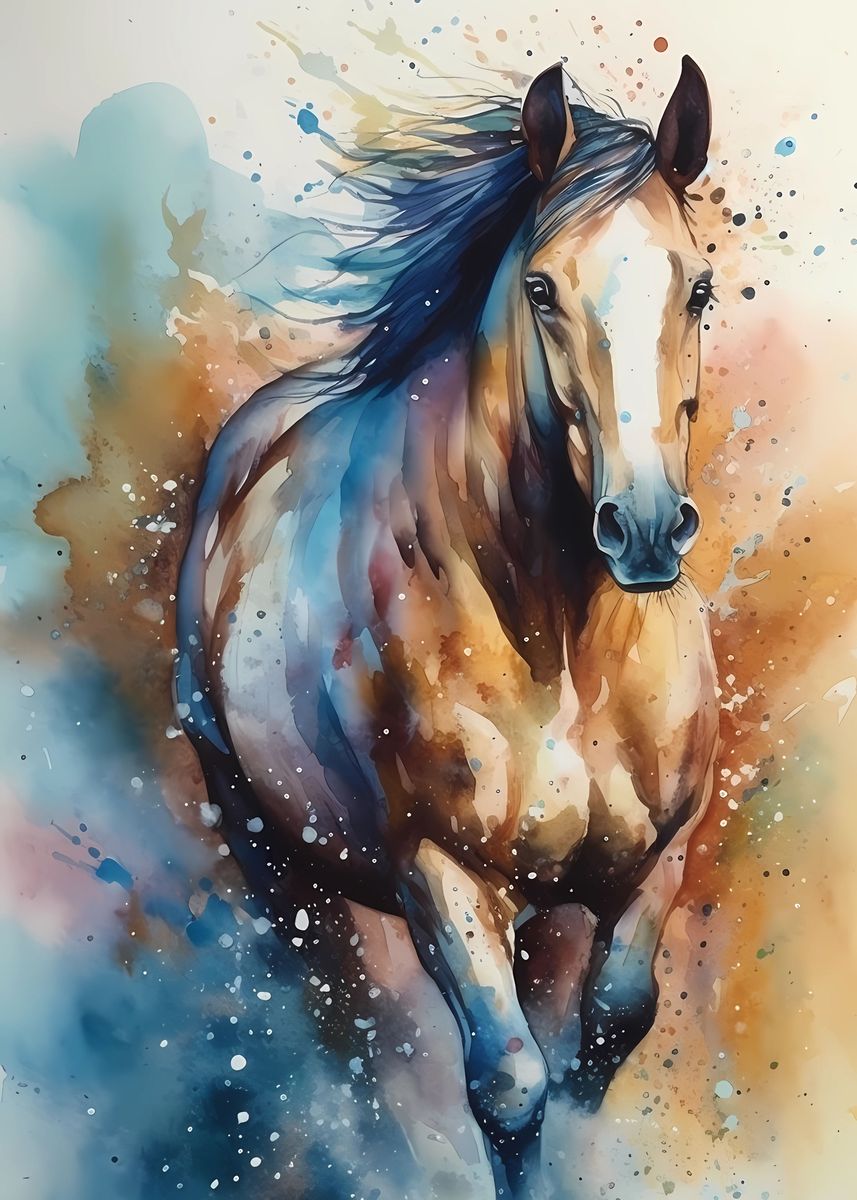 'Horse Colorful' Poster, picture, metal print, paint by DecoyDesign ...