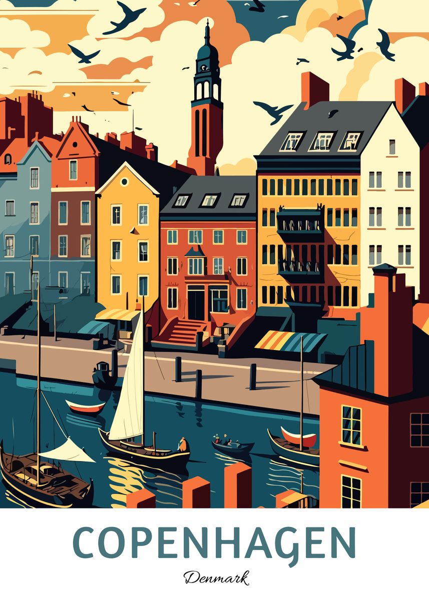 'Travel to copenhagen' Poster, picture, metal print, paint by Leonardo ...