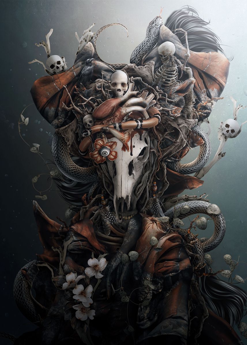 'Dead Deer' Poster, picture, metal print, paint by RIZA PEKER | Displate