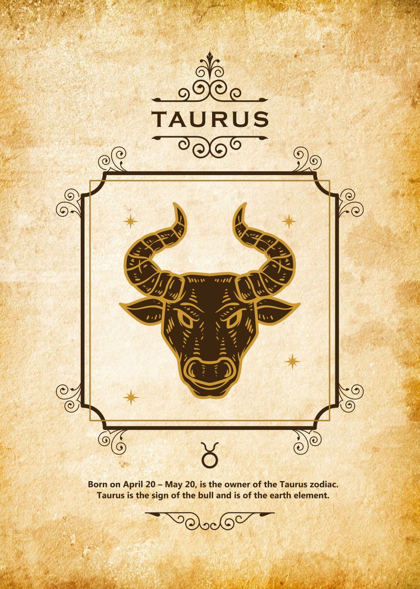 'taurus retro zodiac star' Poster by yunur mawan | Displate
