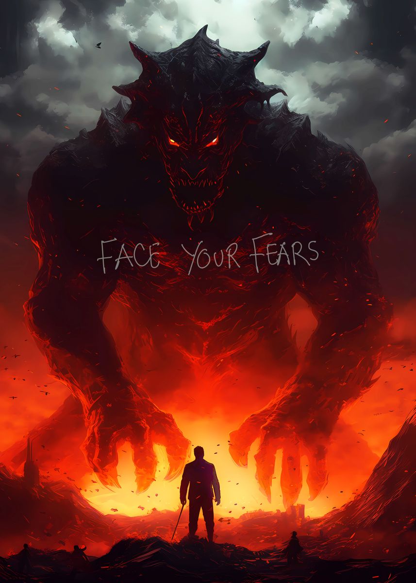 'Face Your Fears Be Brave' Poster, picture, metal print, paint by Jamestar | Displate