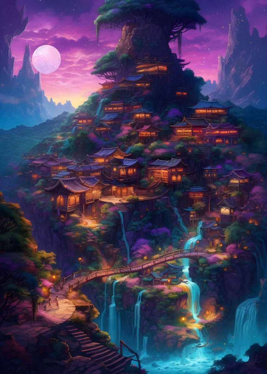 'fantasy landscape 15' Poster, picture, metal print, paint by Muhammad Irsan | Displate