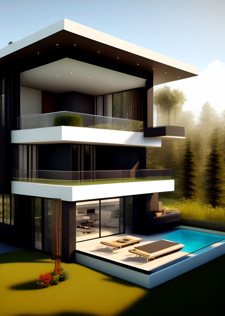 'MINIMALIST HOUSE' Poster, picture, metal print, paint by LuckStory ...