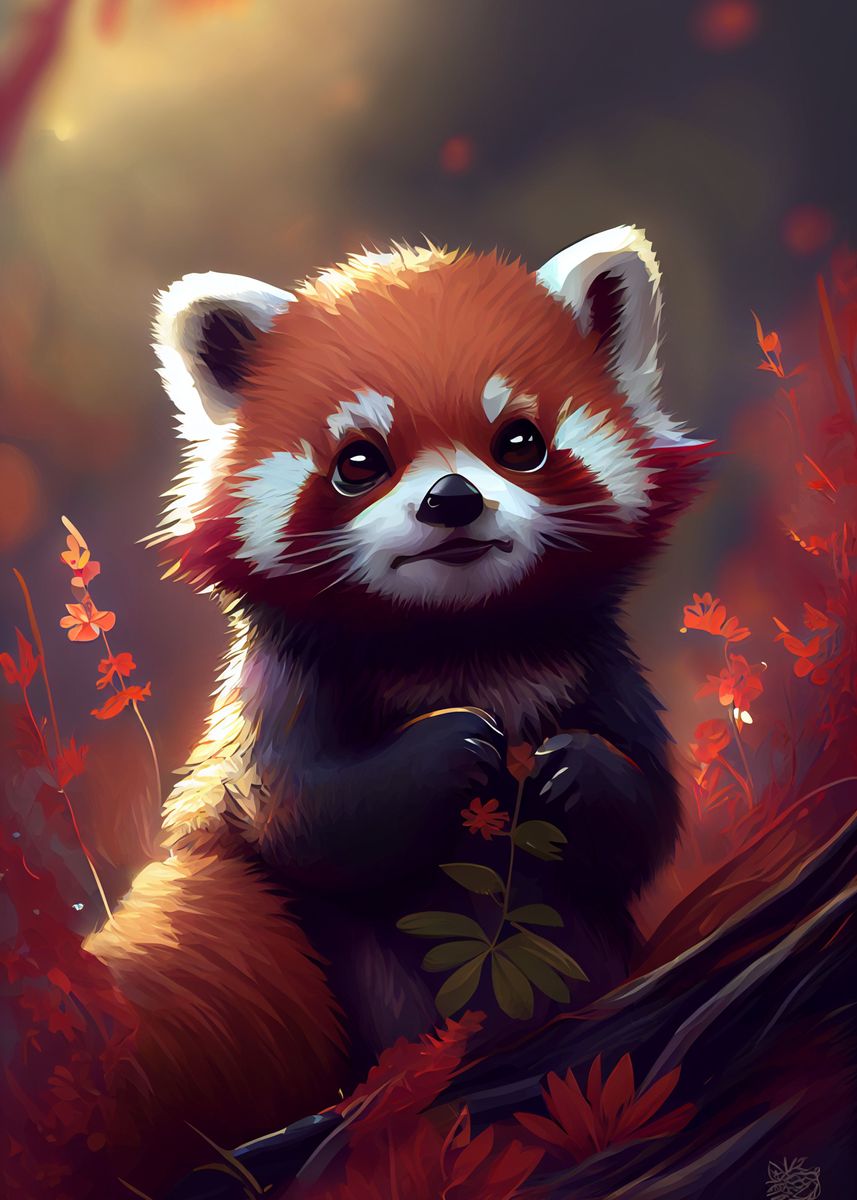 'Cute Red Panda Animal' Poster, picture, metal print, paint by Ranking ...