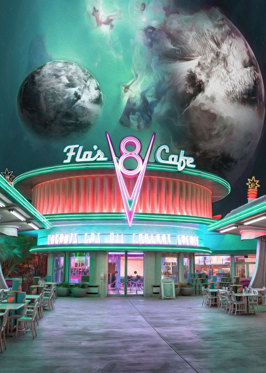 'Space Cafe ' Poster, picture, metal print, paint by Alyx Will | Displate