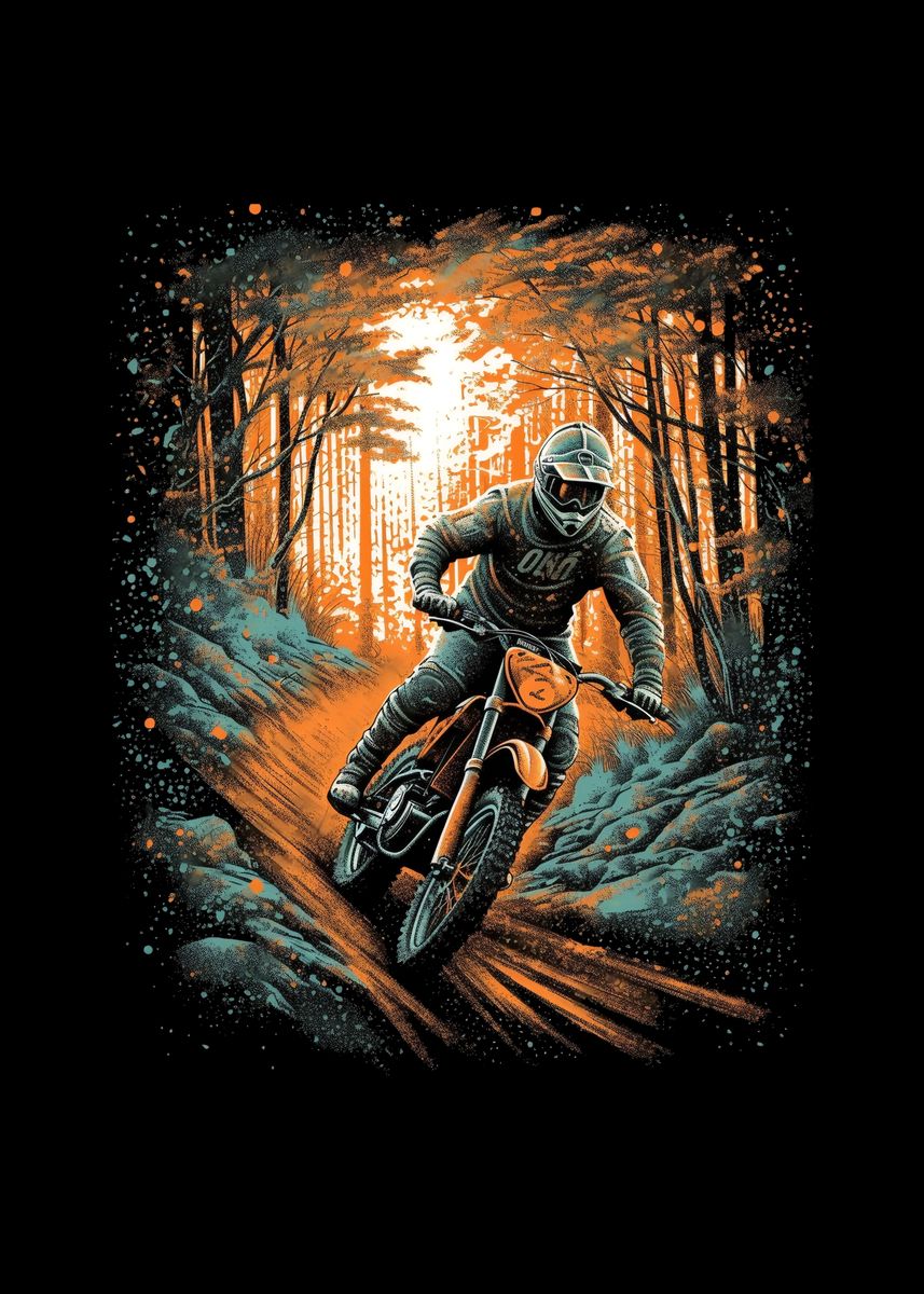 'Dirt Bike Offroad Forest' Poster by CrownMerch | Displate