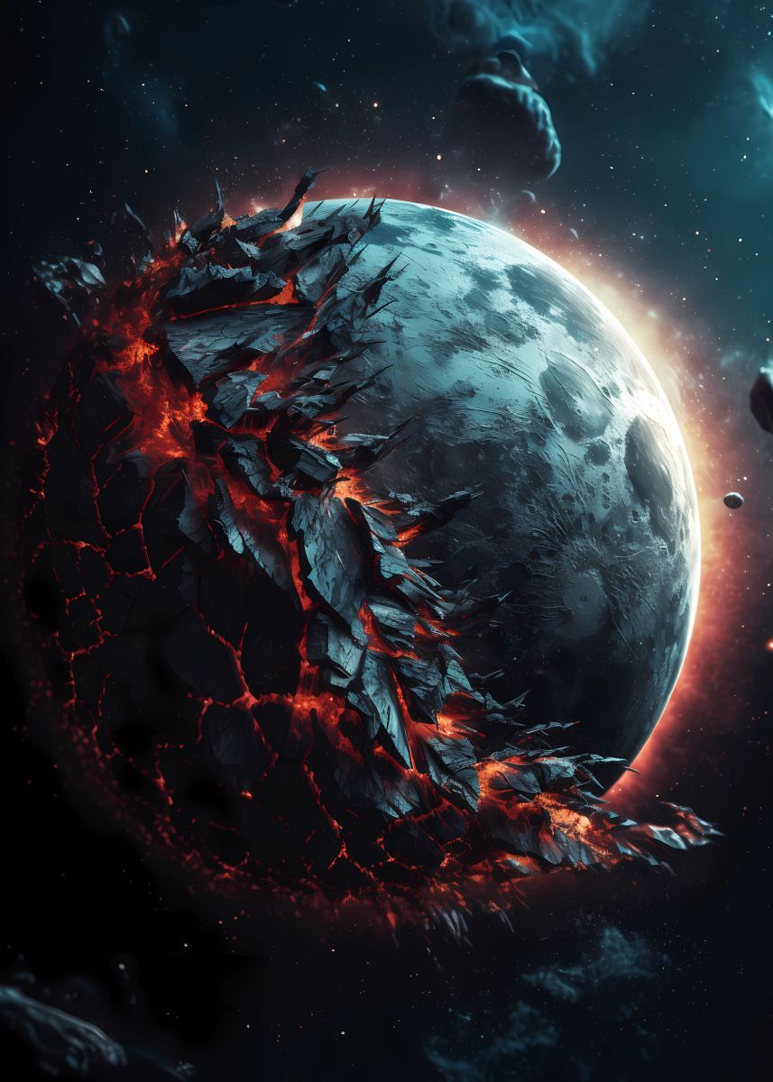 'Exploding Moon' Poster by AI and ME | Displate