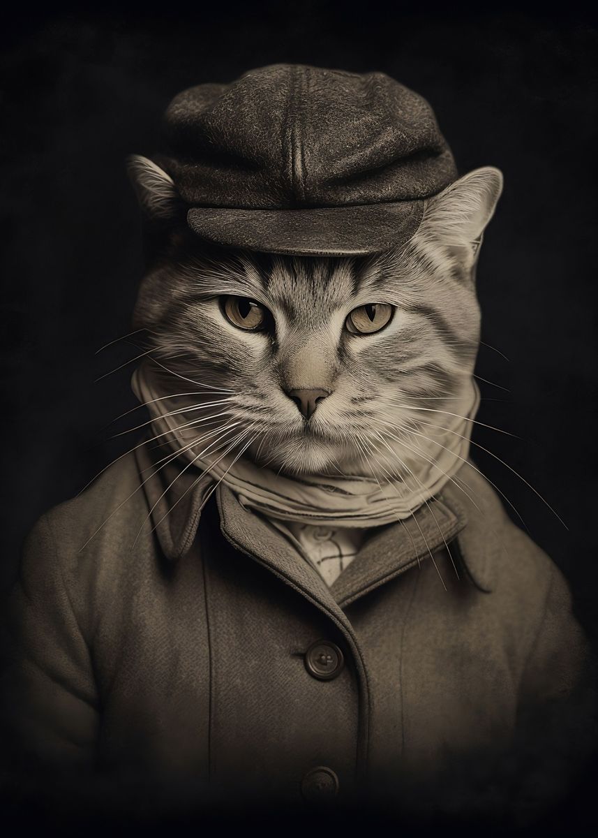 'Cat Animal in Suit' Poster, picture, metal print, paint by Art Jiyuu ...