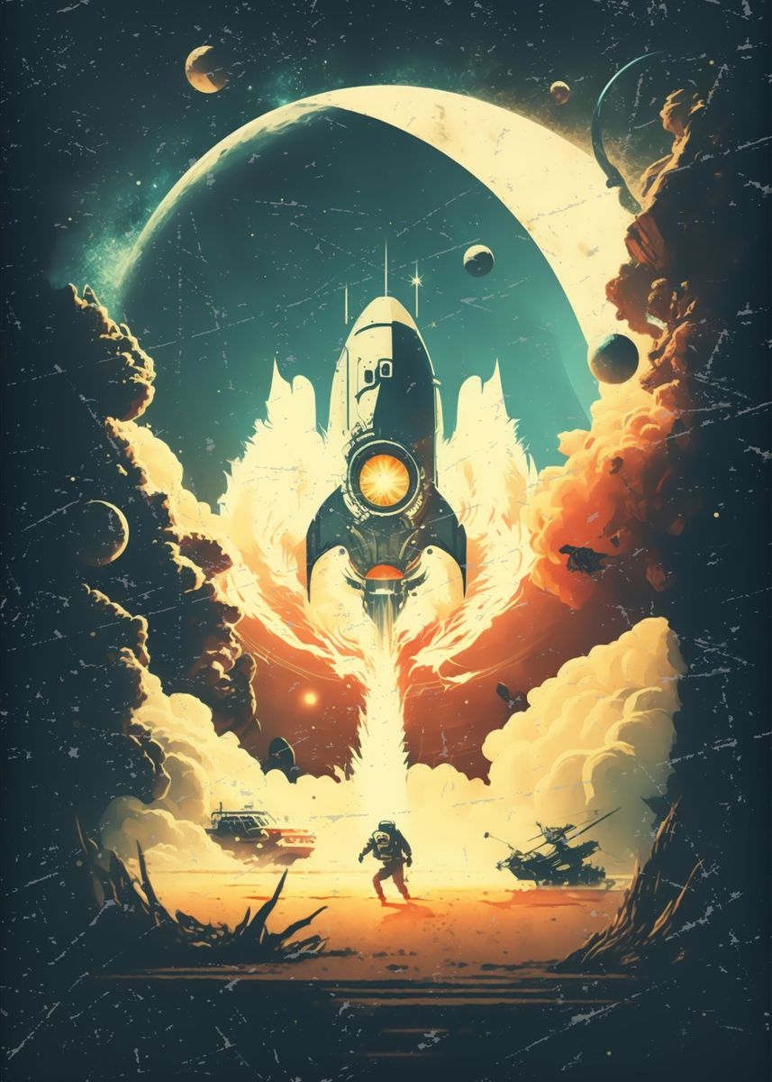 'Old Rocket' Poster by Blackman Studio | Displate