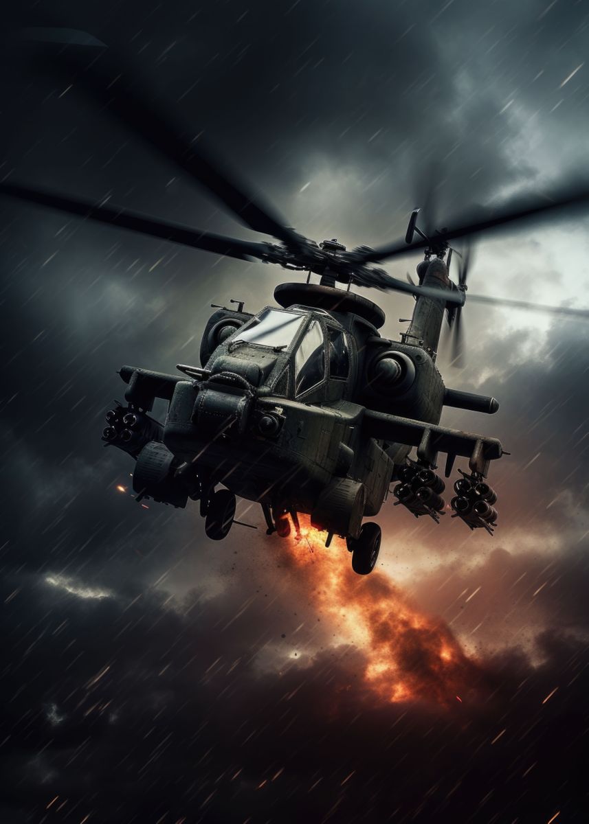'Apache Attack Heli V1' Poster, picture, metal print, paint by DM ...