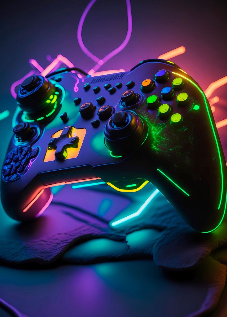 'Alien Gaming Controller' Poster, picture, metal print, paint by ...