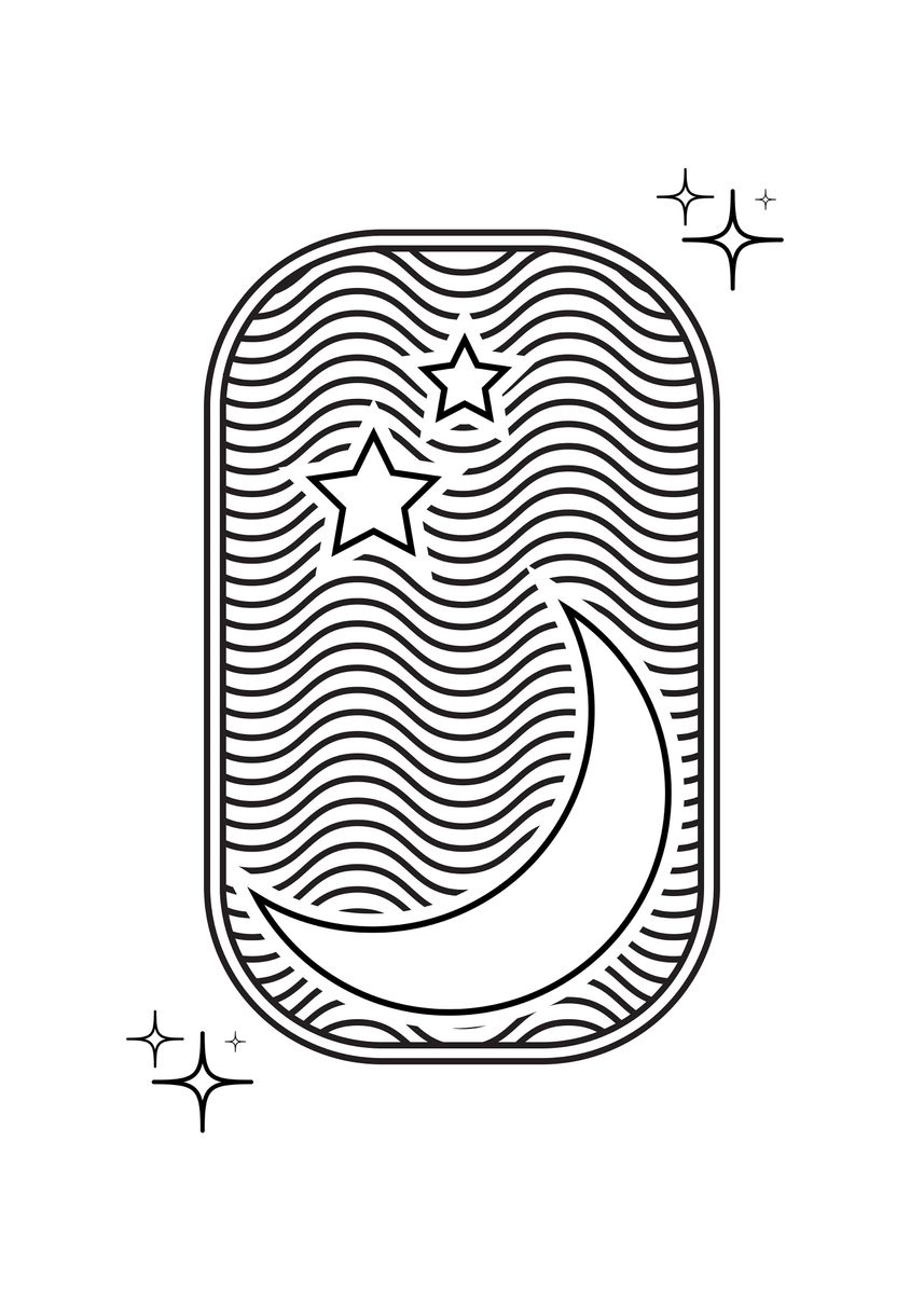 'Line Art of Star and Moon' Poster by Viability Creative | Displate